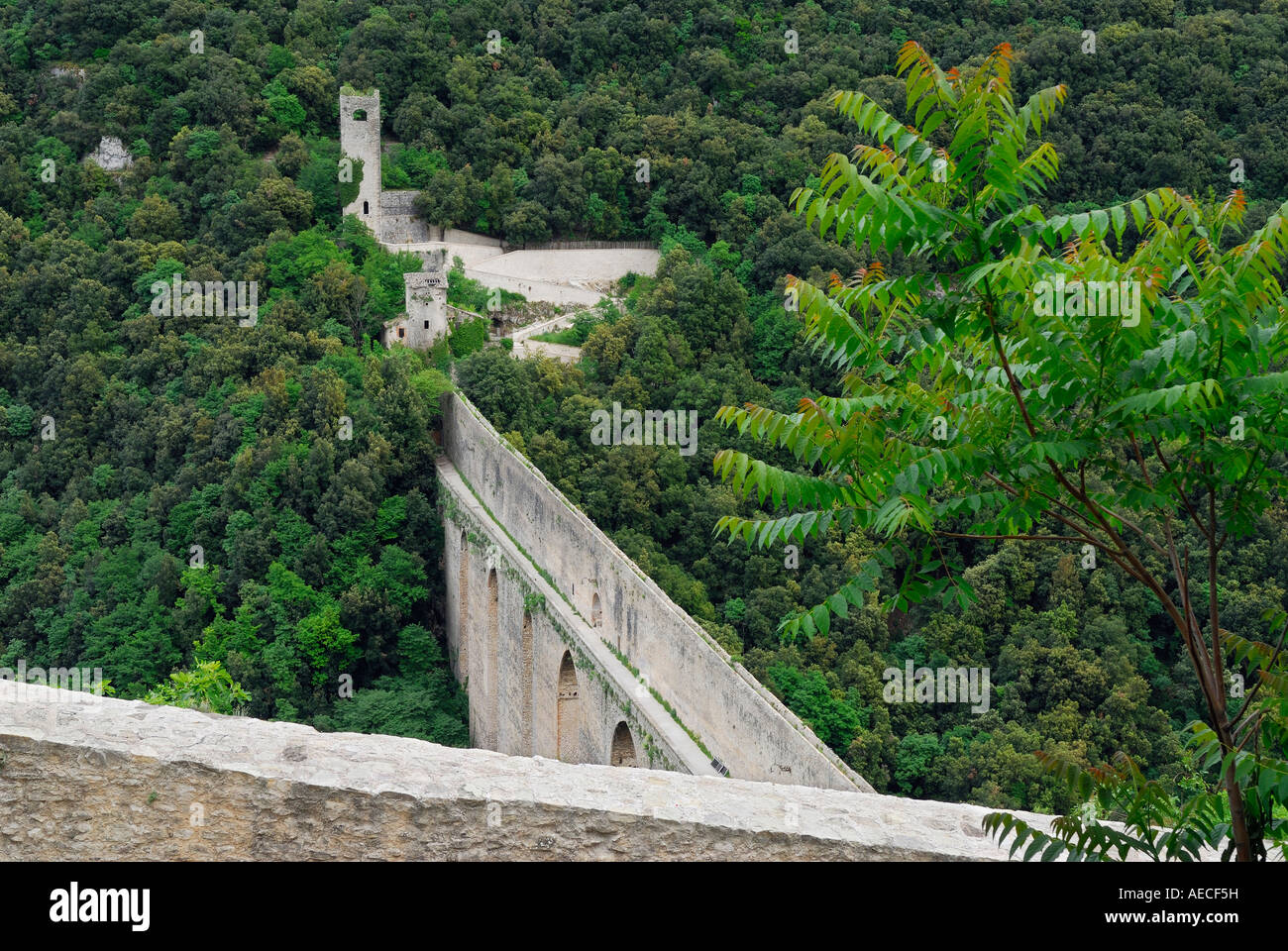 View of Ponte delle Torri Bridge of Towers Aqueduct from La Rocco ...