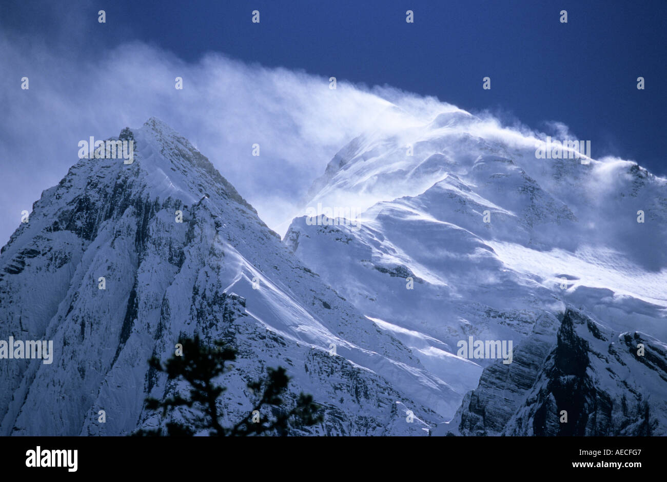 Snowy slopes of Annapurna II as seen from Pisang surroundings Annapurna ...