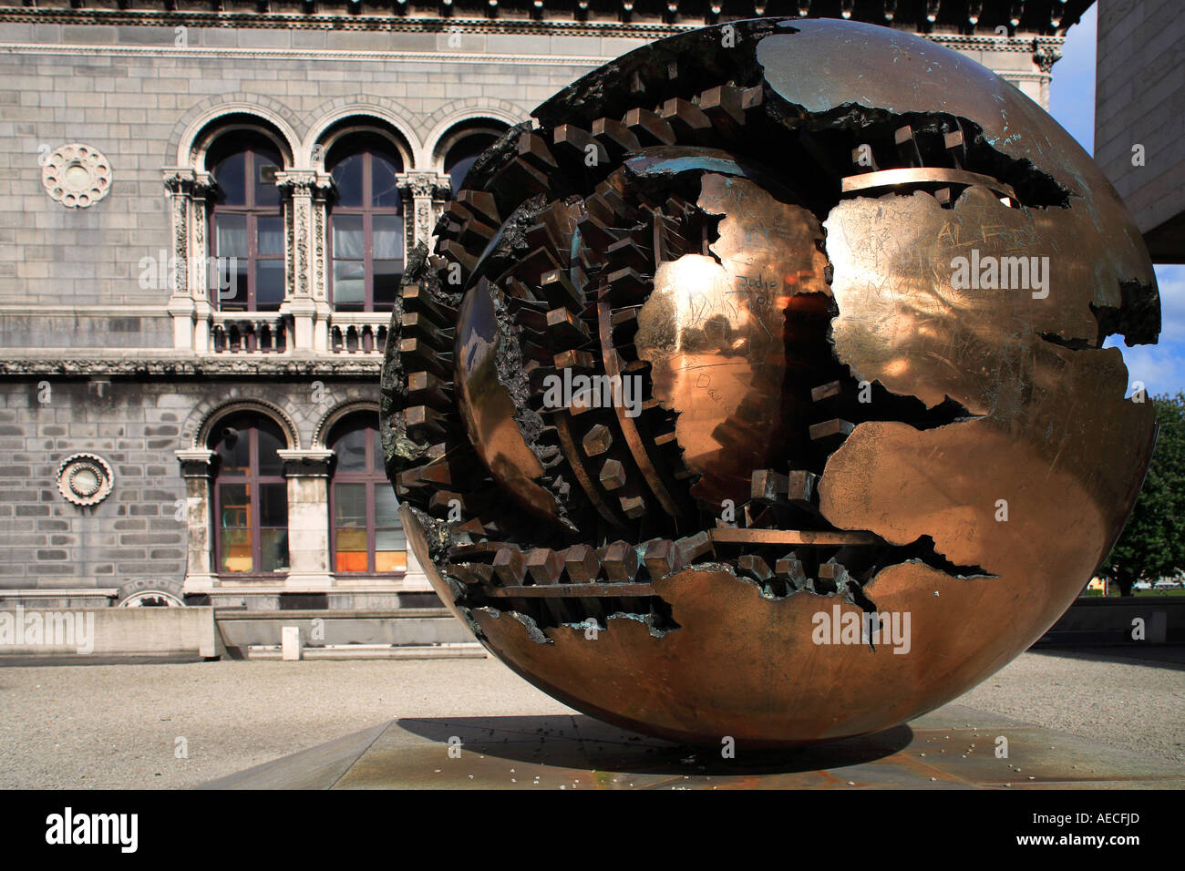 Sphere within Sphere sculpture Trinity College Dublin Ireland Stock ...