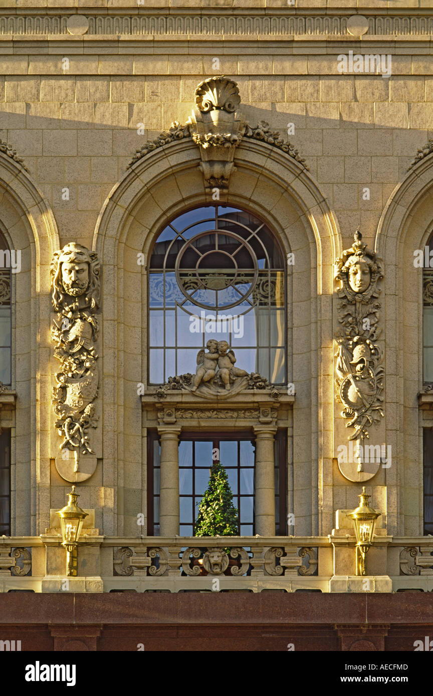 Details at Beaux Arts facade of Adolphus Hotel (1912), Dallas, Texas ...