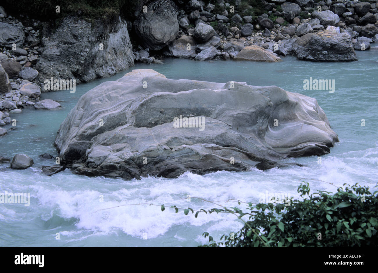 Himalaya mountain Marsyangdi river Annapurna Conservation area Nepal ...