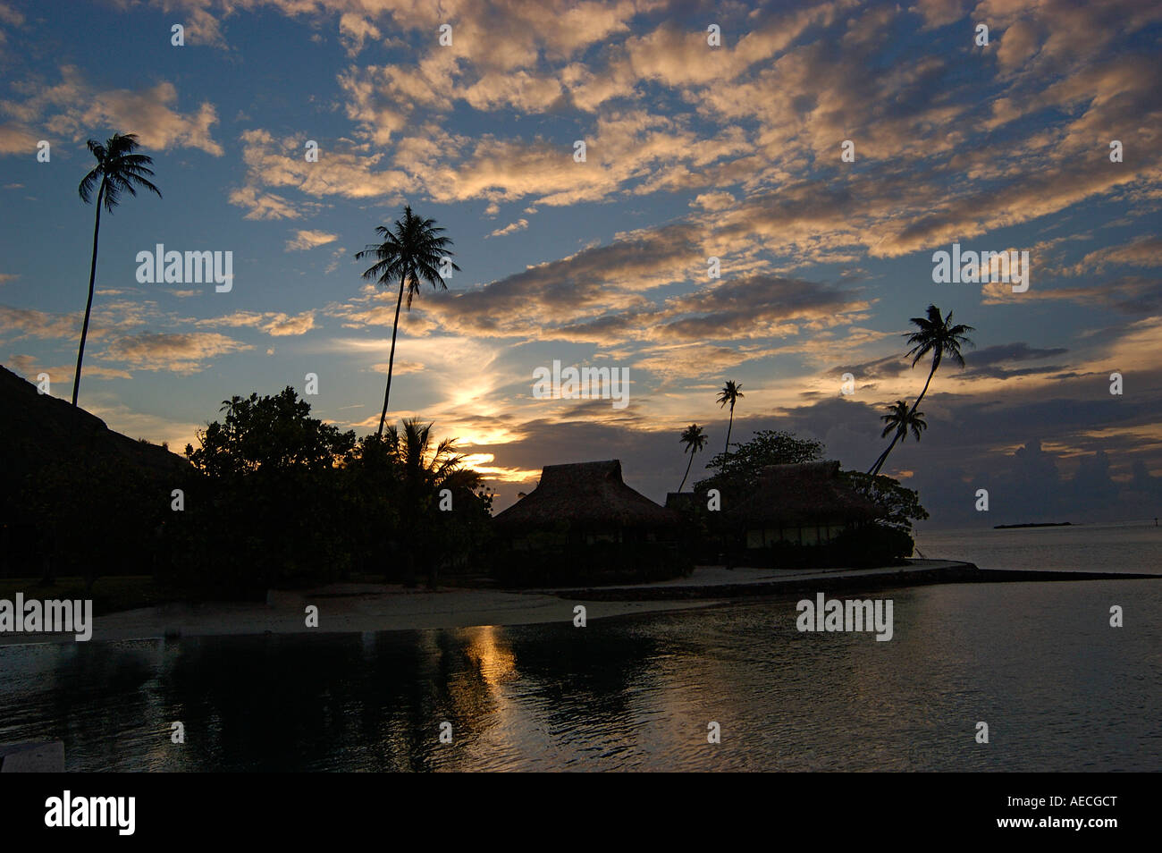 Romantic Sunset over the lagoon Moorea Society Isands French Polynesia ...