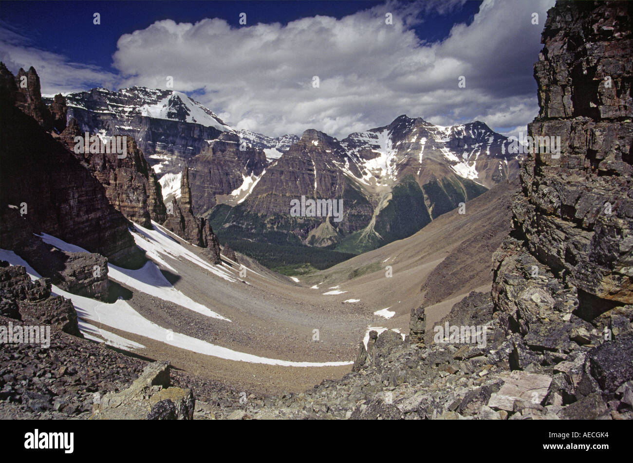 Paradise Valley, Mt Lefroy on left, from Sentinel Pass, Rocky Mts ...