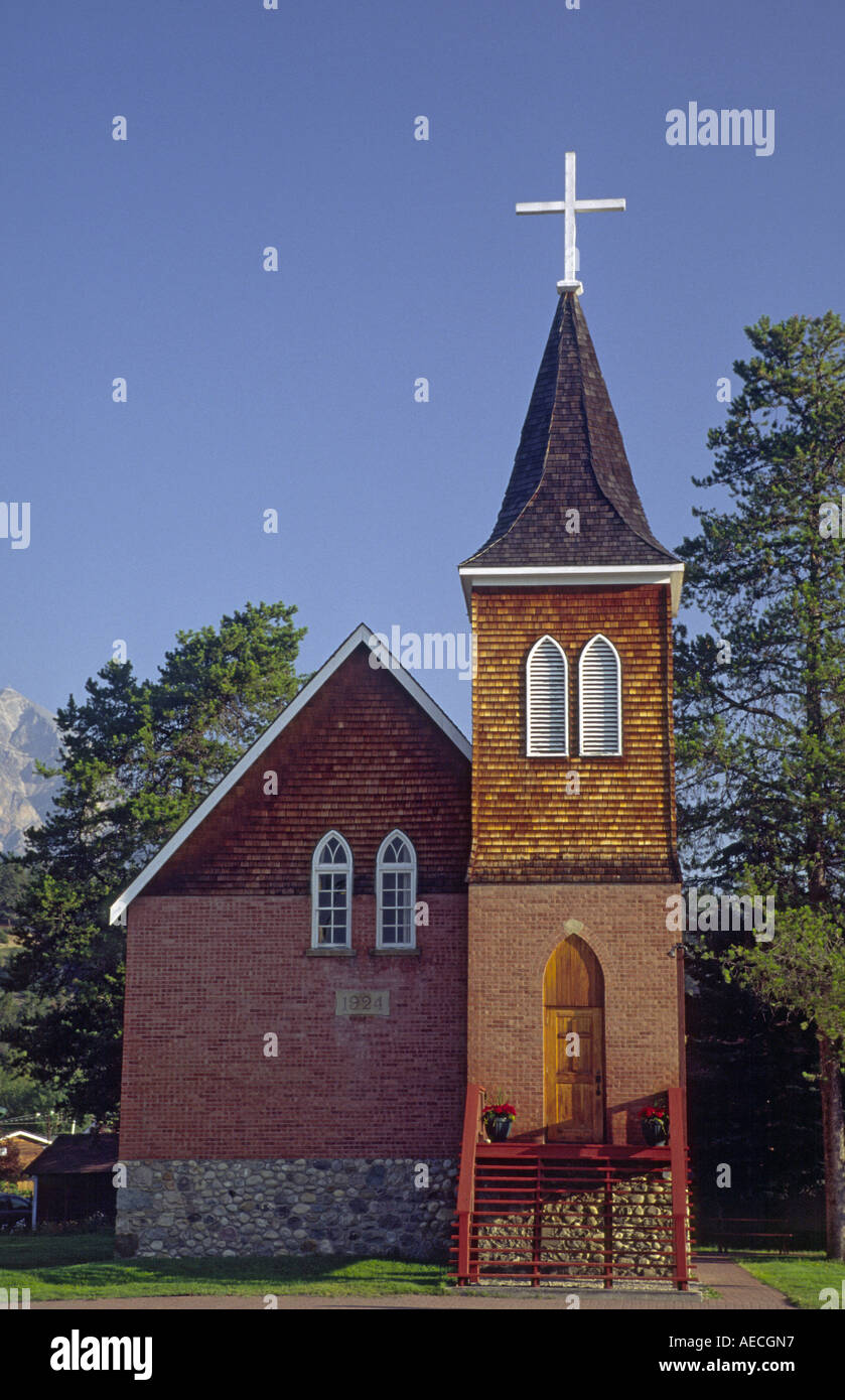 Historic church at Miette Ave, Jasper, Alberta, Canada Stock Photo - Alamy