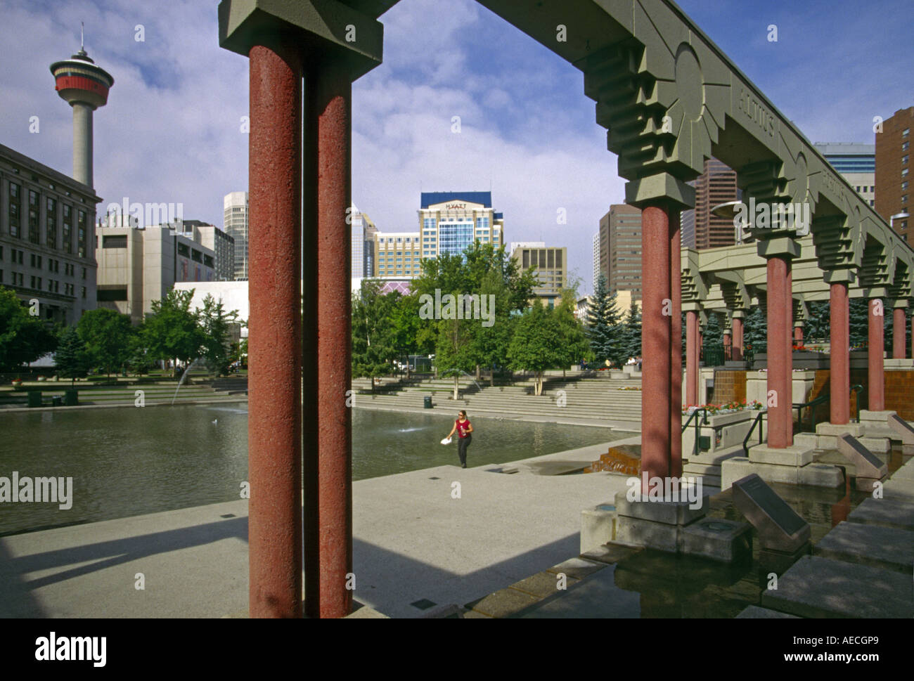 Calgary calgary tower canada olympic plaza alberta hi-res stock ...
