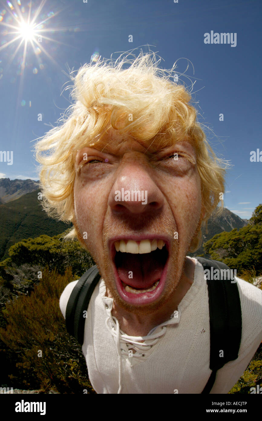 portrait of a crazy young man Stock Photo - Alamy