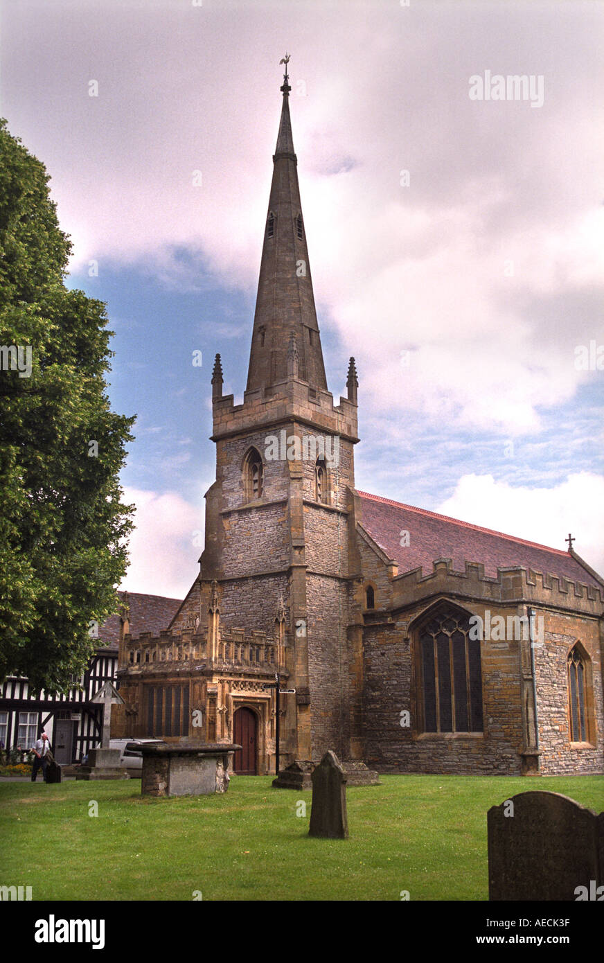 GENERAL VIEW OF THE SITE OF EVESHAM ABBEY UK SHOWING ALL SAINTS CHURCH ...