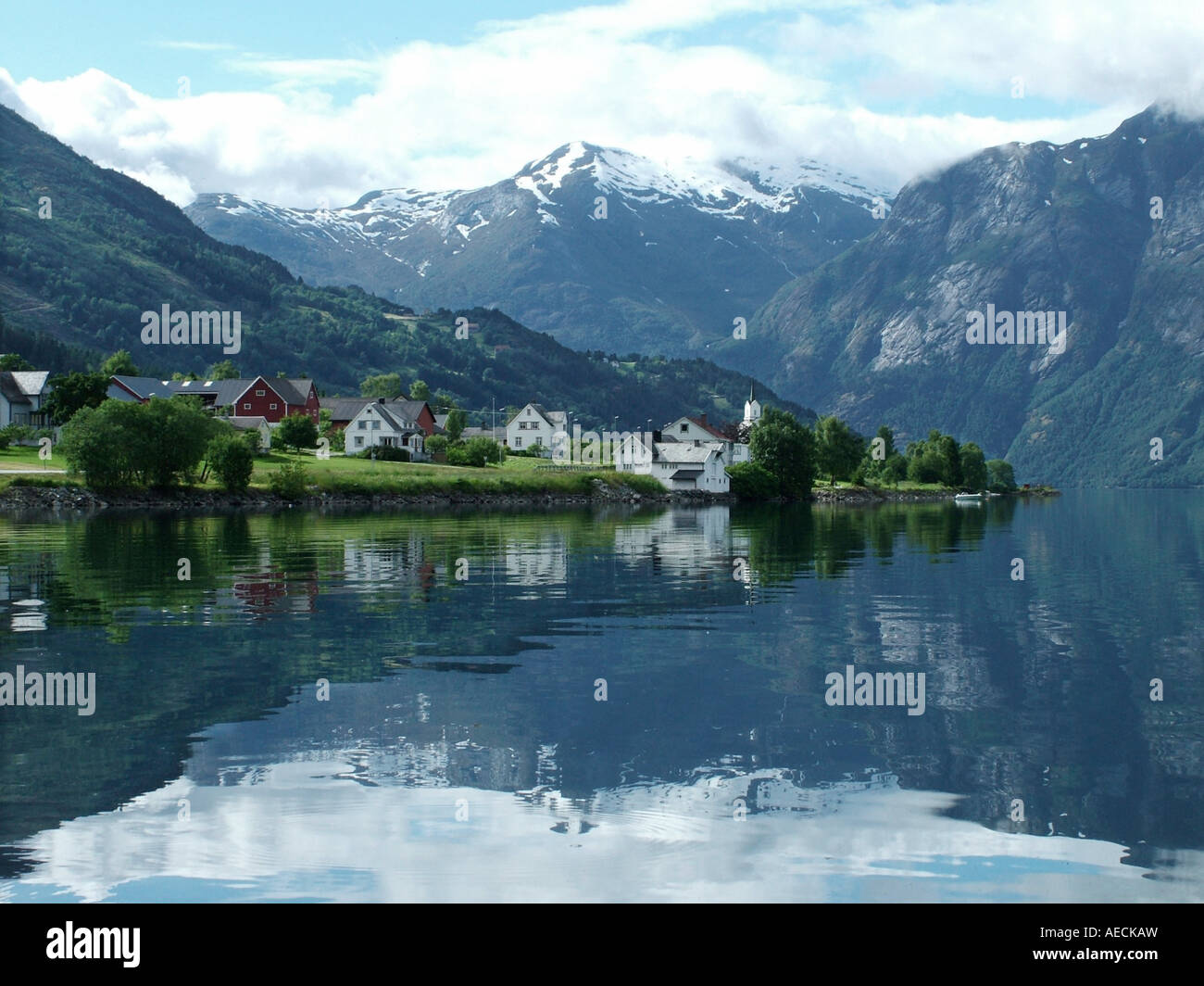 village Oldedalen at the Oldevatnet River, Norway, Oldedalen ...
