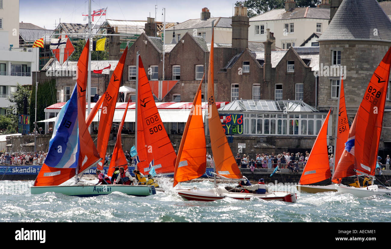 Swallows start line Royal Yacht Squadron Cowes Week Isle of Wight ...