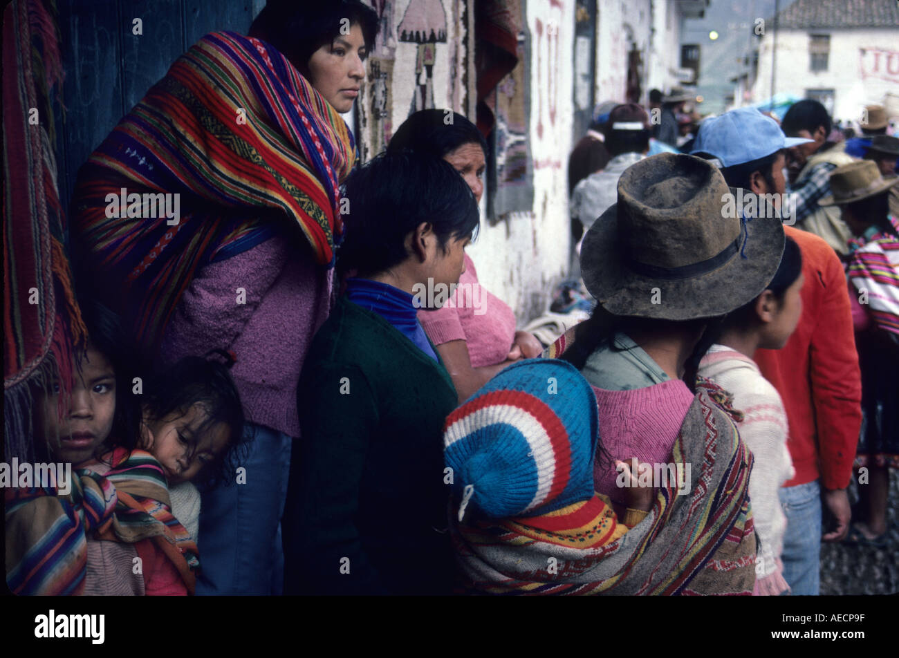 Peruvian family at market Stock Photo - Alamy