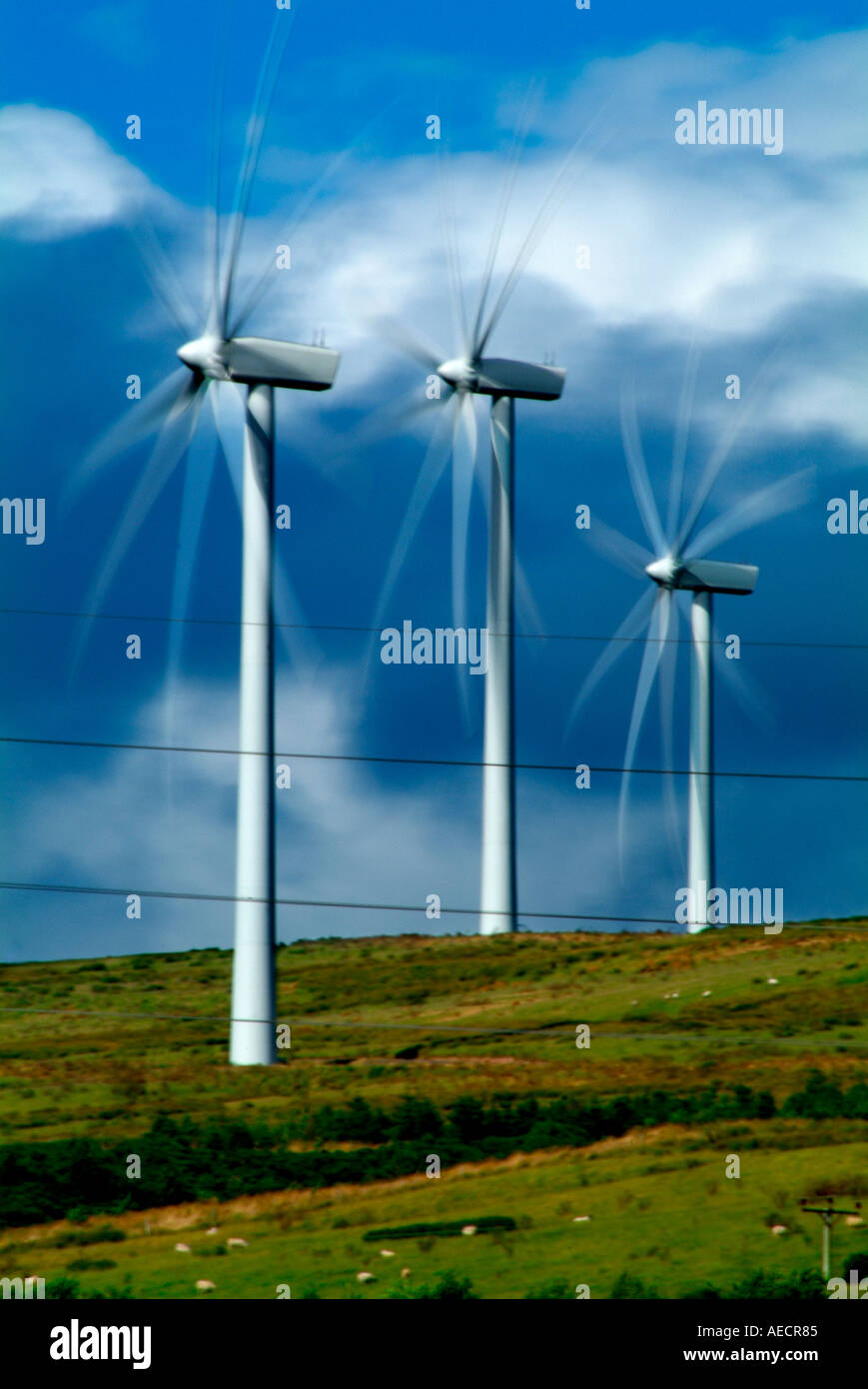 windfarm windmills capturing movement with multiple exposures Stock ...