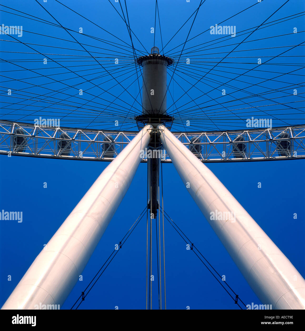 The London Eye viewed from the base of the structure designed by ...