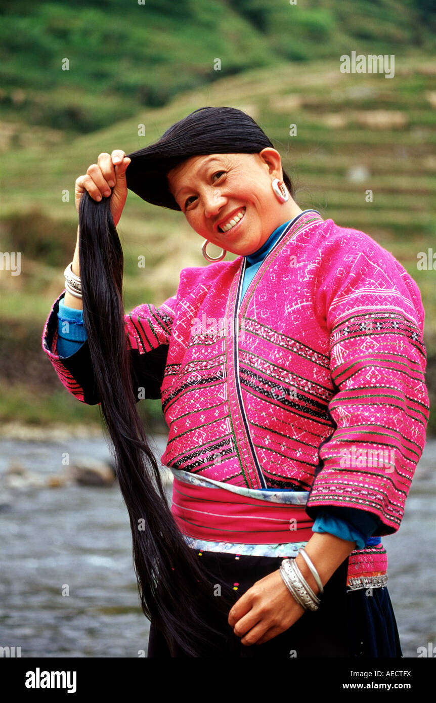Longshen, Long Hair Yao Woman, Day Stock Photo - Alamy