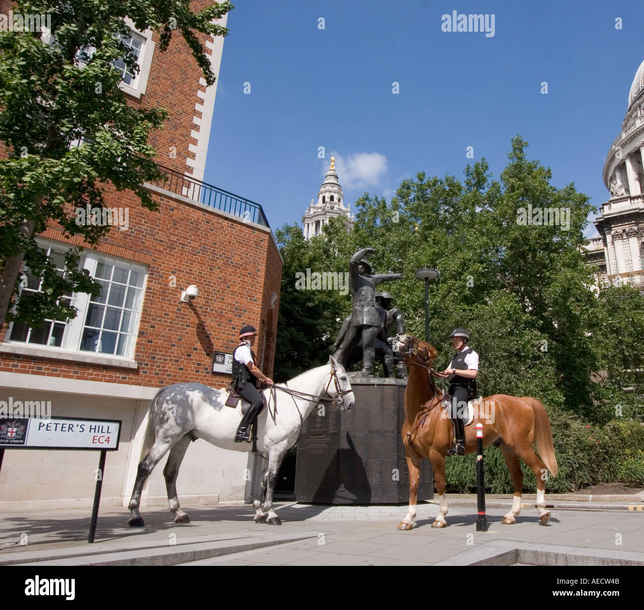 Two City of London mounted Police men near South side of Saint Pauls ...