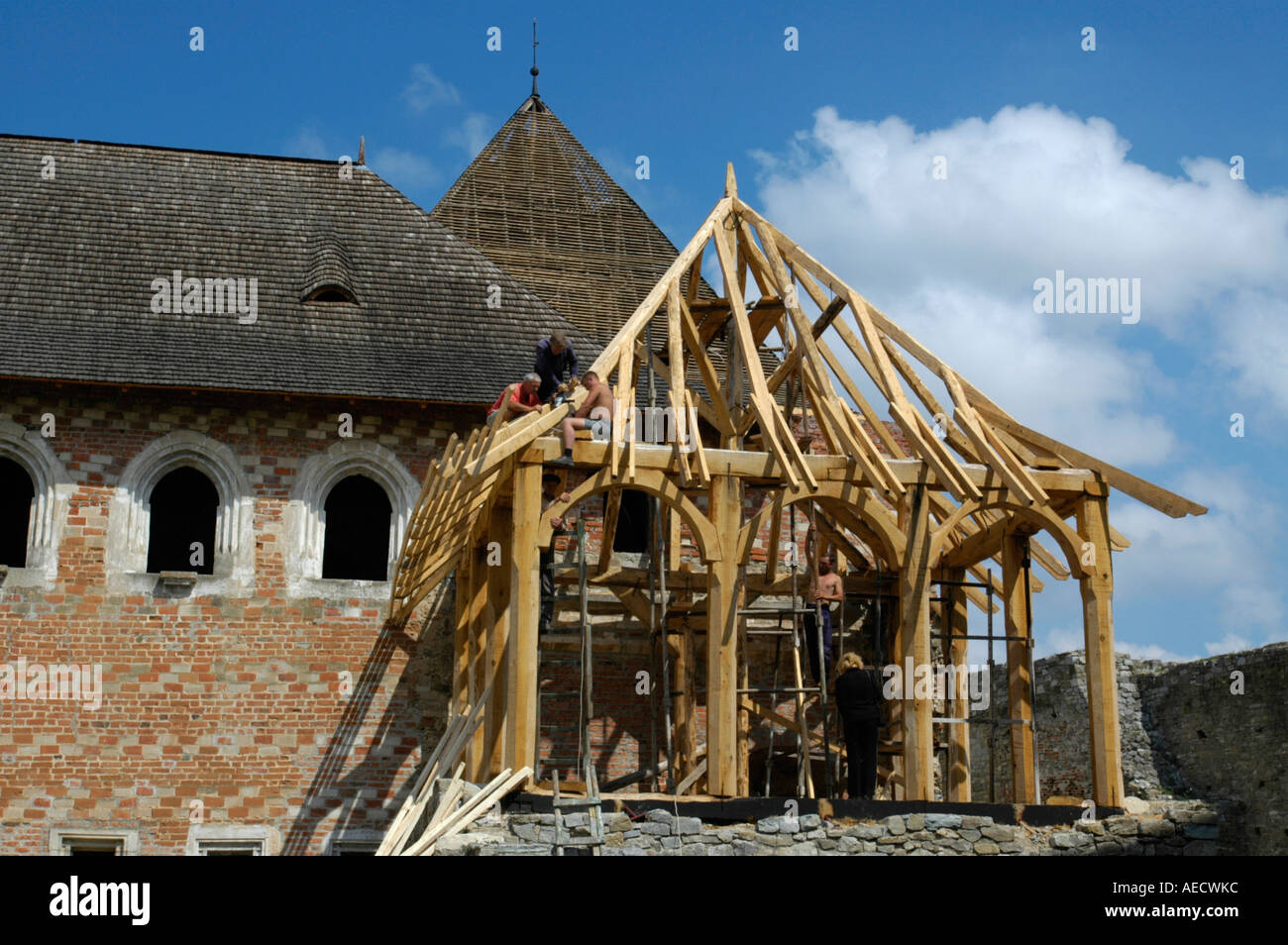 Scaffolding construction renovation medieval castle hi-res stock ...