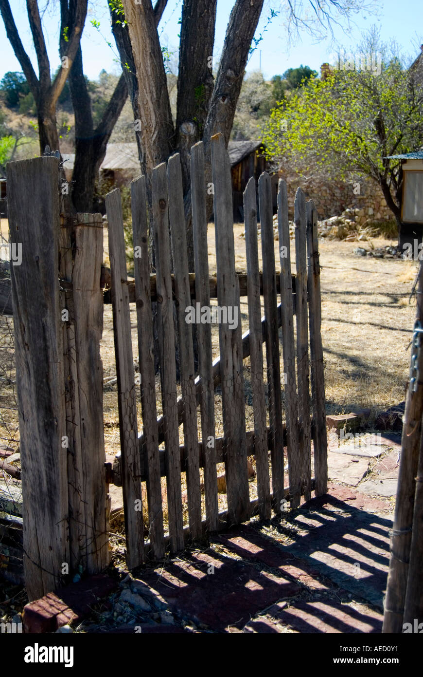Old wooden slat gate in Chloride New Mexico a ghost town abandoned when ...