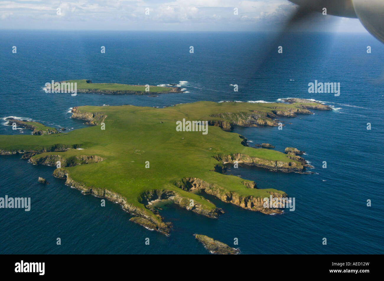 Shetland minor islands viewed from shuttle airplane from Mainland to ...