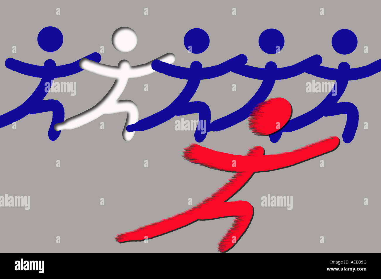 figure of a man breaking free from the crowd Stock Photo - Alamy