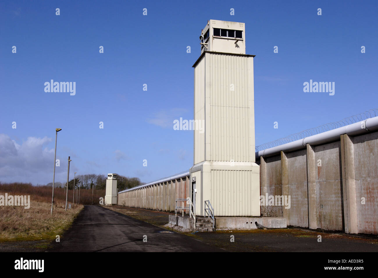 Perimeter wall and watchtower at the Maze Prison, H Blocks, outside ...