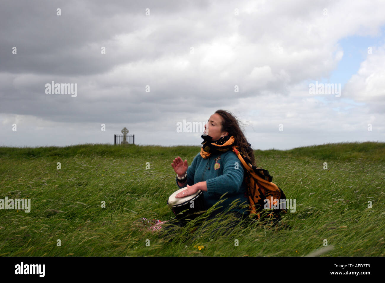 Celebrating the summer solstice on the Hill of Tara, Ireland Stock ...
