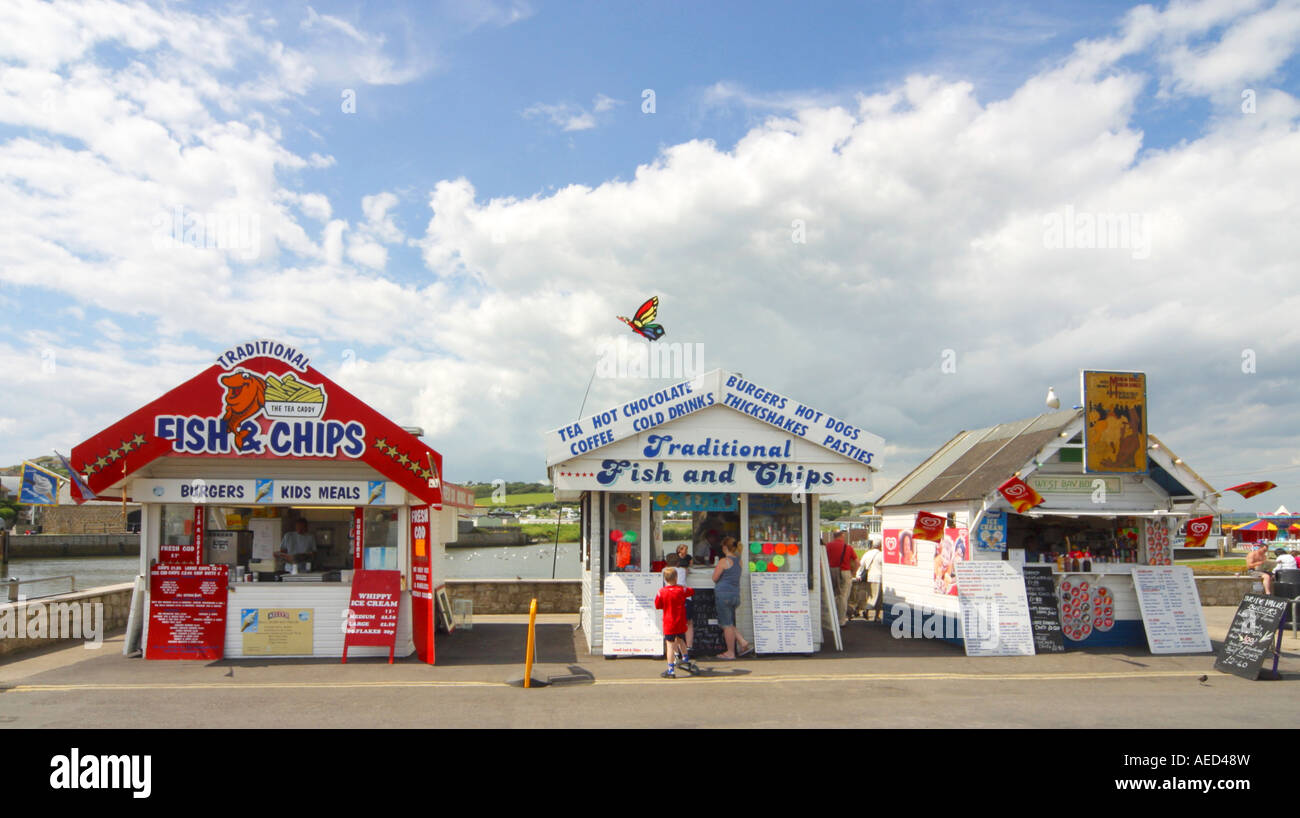 Fish and chip shops at British seaside resort Stock Photo - Alamy