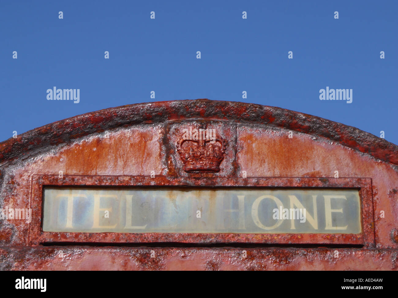 Detail of old rusty red telephone box Stock Photo - Alamy