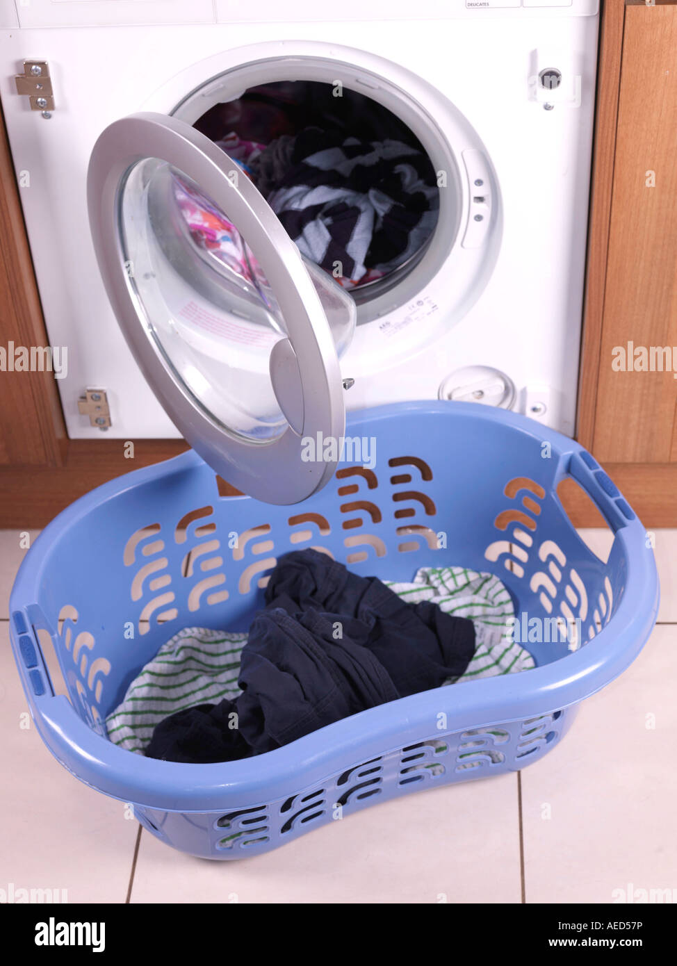 Dirty Clothes by Washing Machine Stock Photo - Alamy