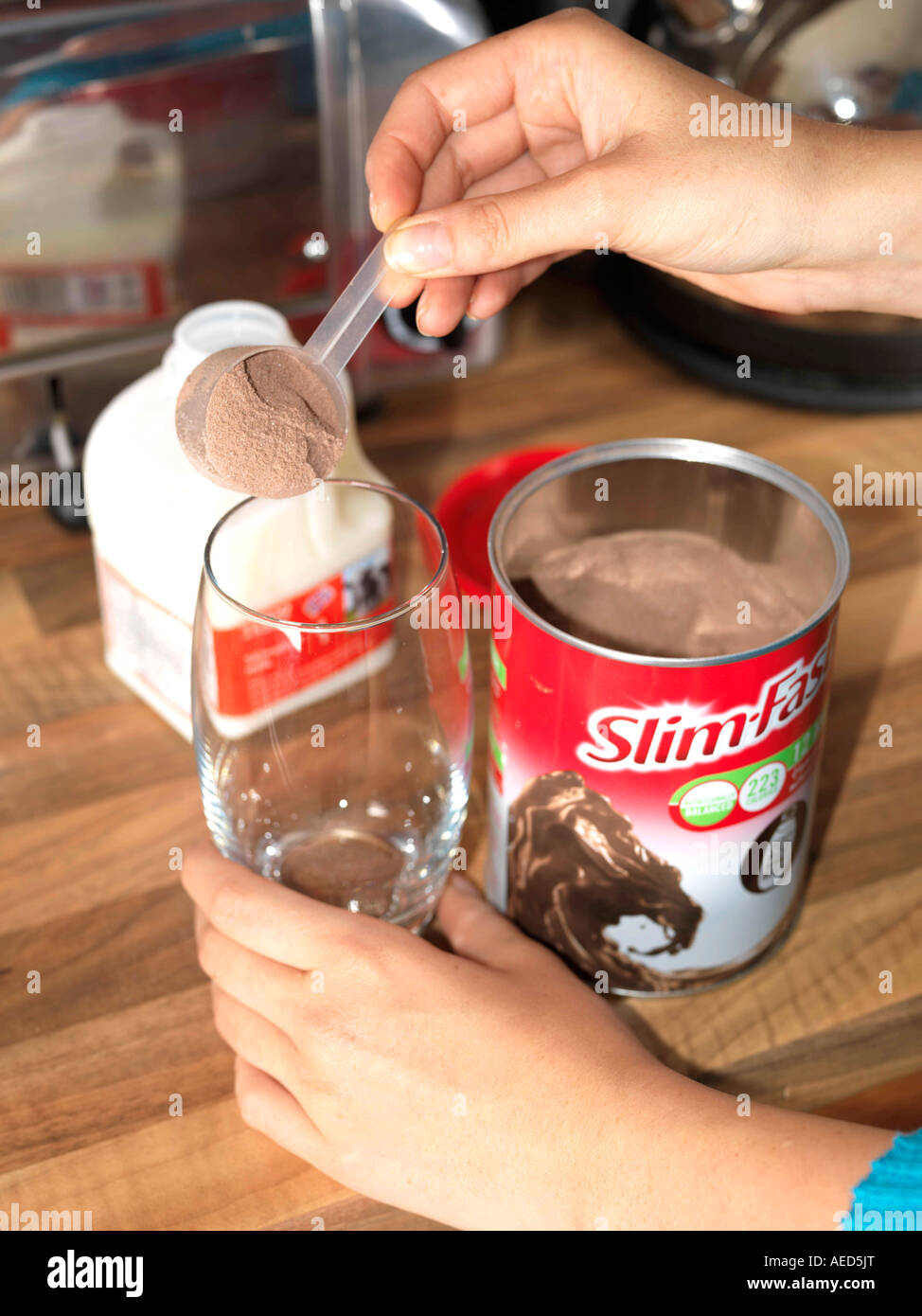 Woman Making Slimfast Milkshake Model Released Stock Photo - Alamy