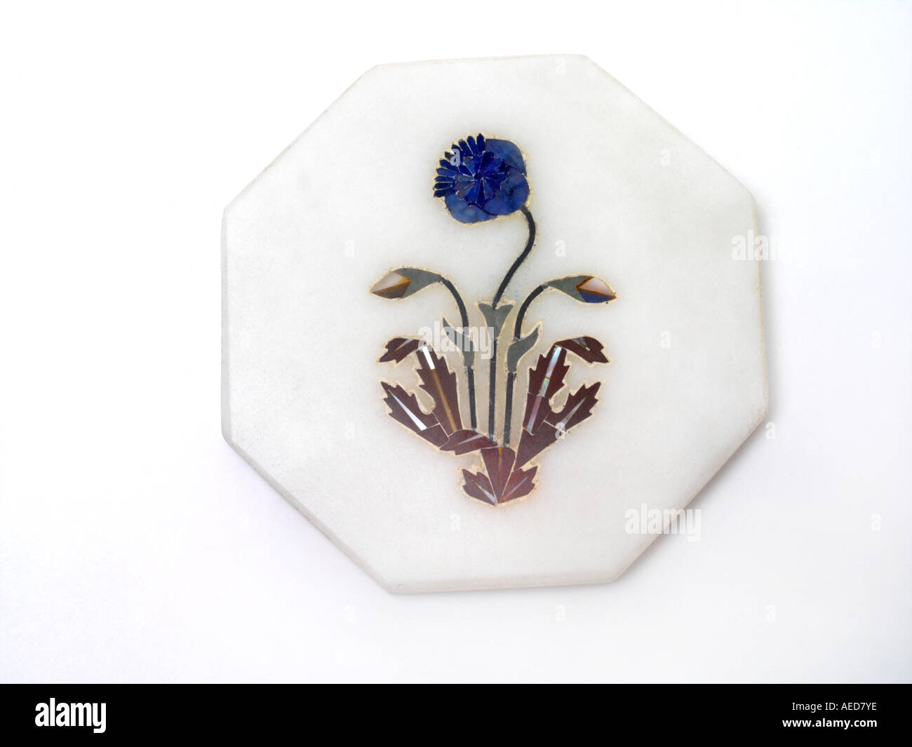Indian Inlaid Marble Tile with Flower using Lapis Lazuli Stock Photo ...