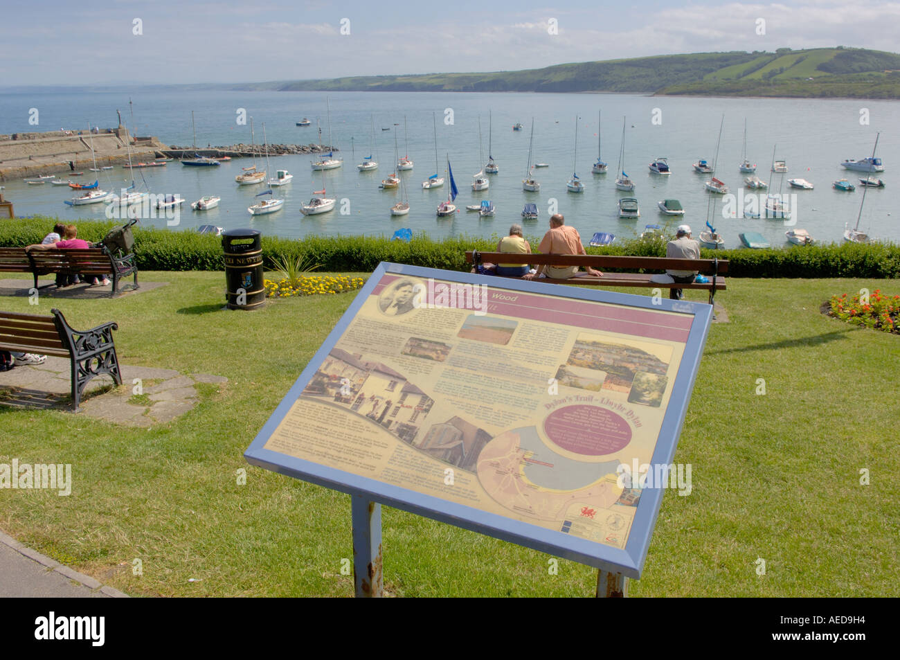 Dylan Thomas Notice The Harbour New Quay Ceredigion West Wales Stock ...