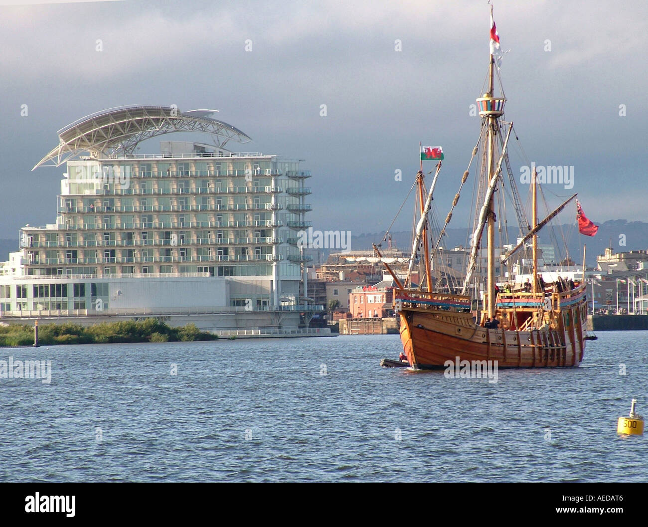 HMS Matthew St David s Hotel Cardiff Bay South Wales Stock Photo - Alamy