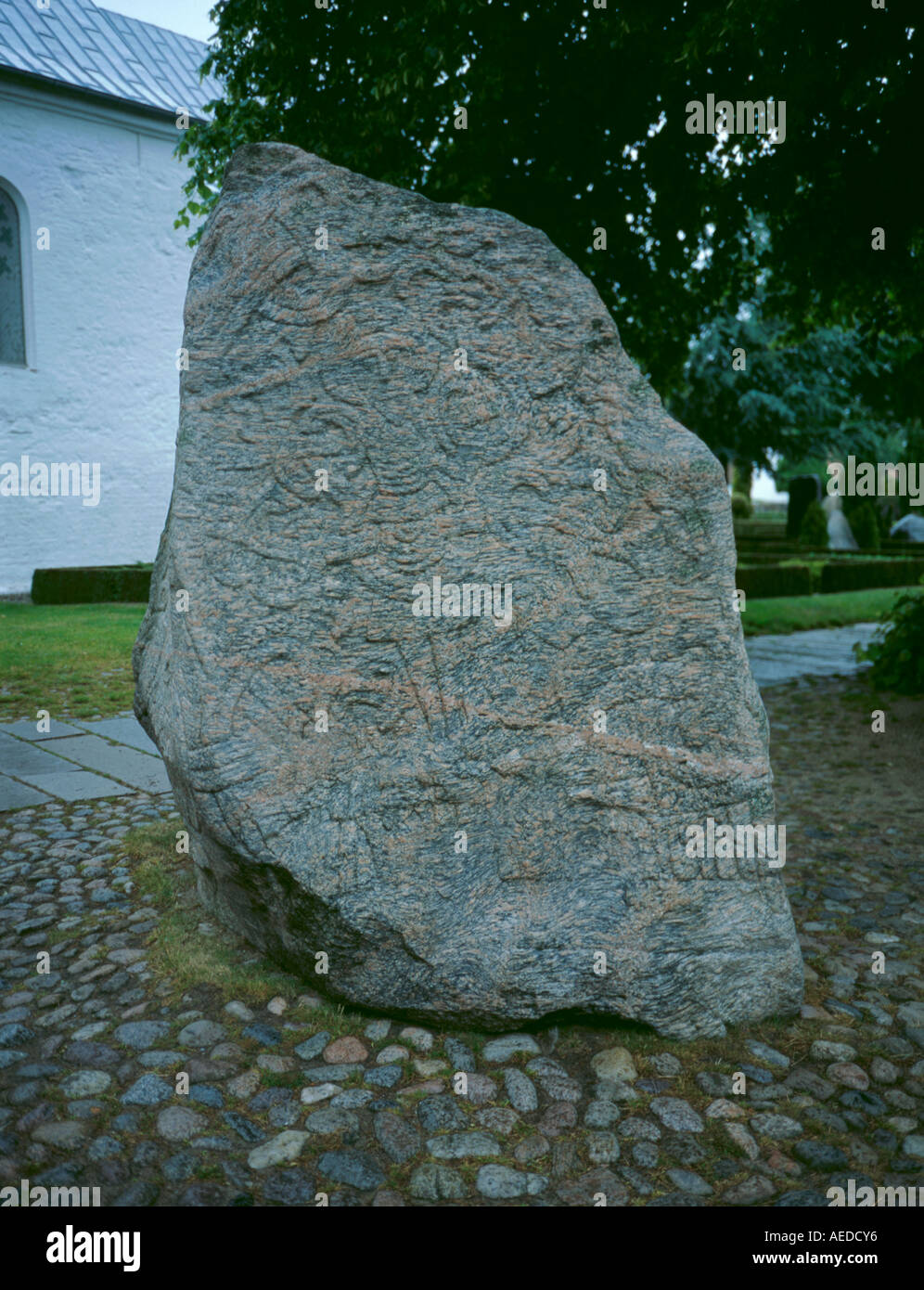 Jellingstenene (Jelling Stones), village of Jelling to north west of ...