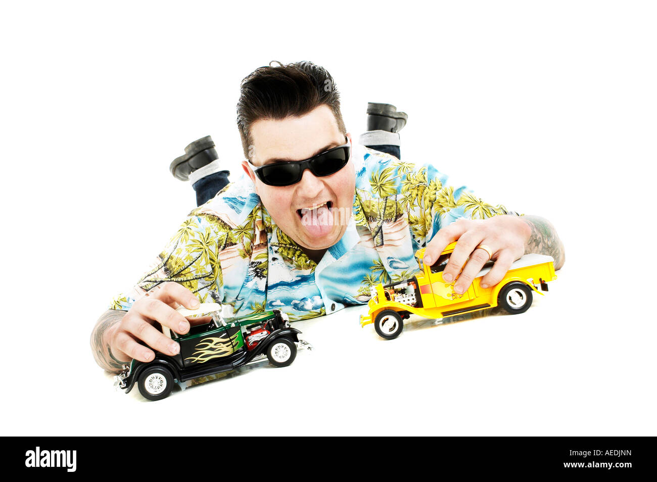 Man in white studio with wacky expression Stock Photo - Alamy