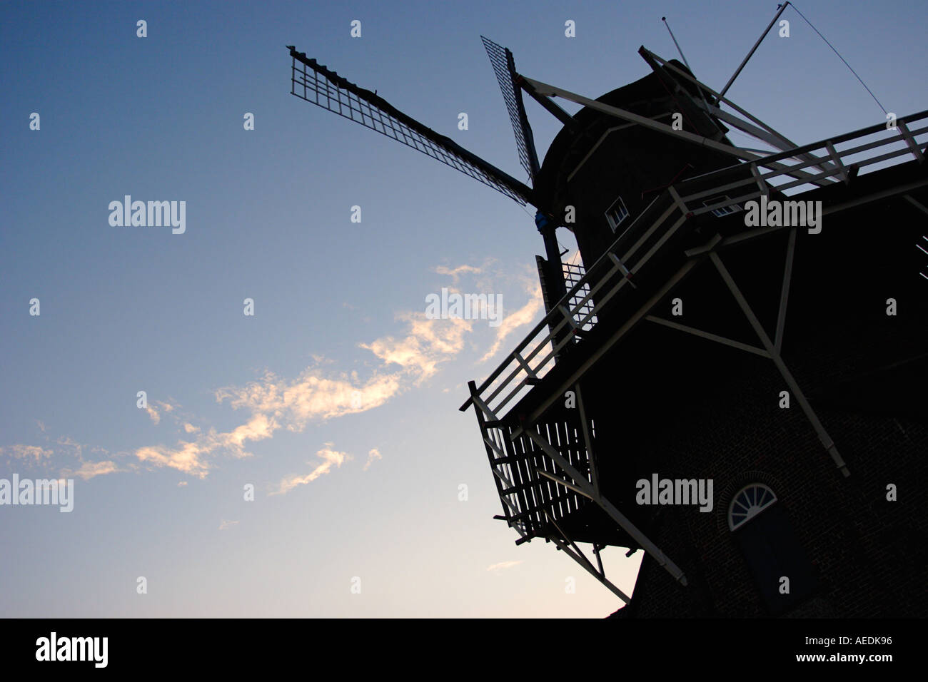 Backlit Dutch windmill Stock Photo - Alamy