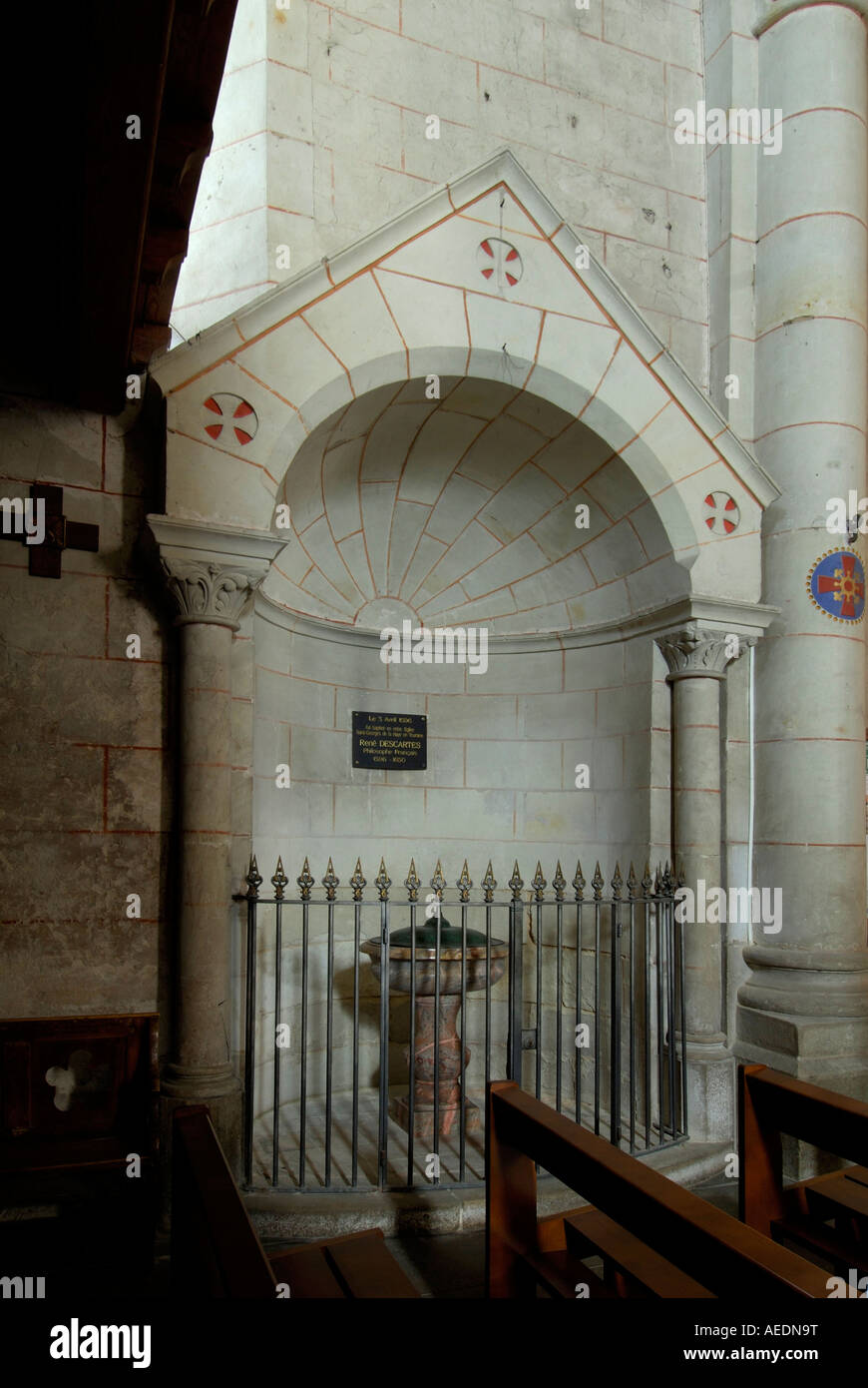 Baptismal font of René Descartes, Church of Saint-Georges, Descartes ...