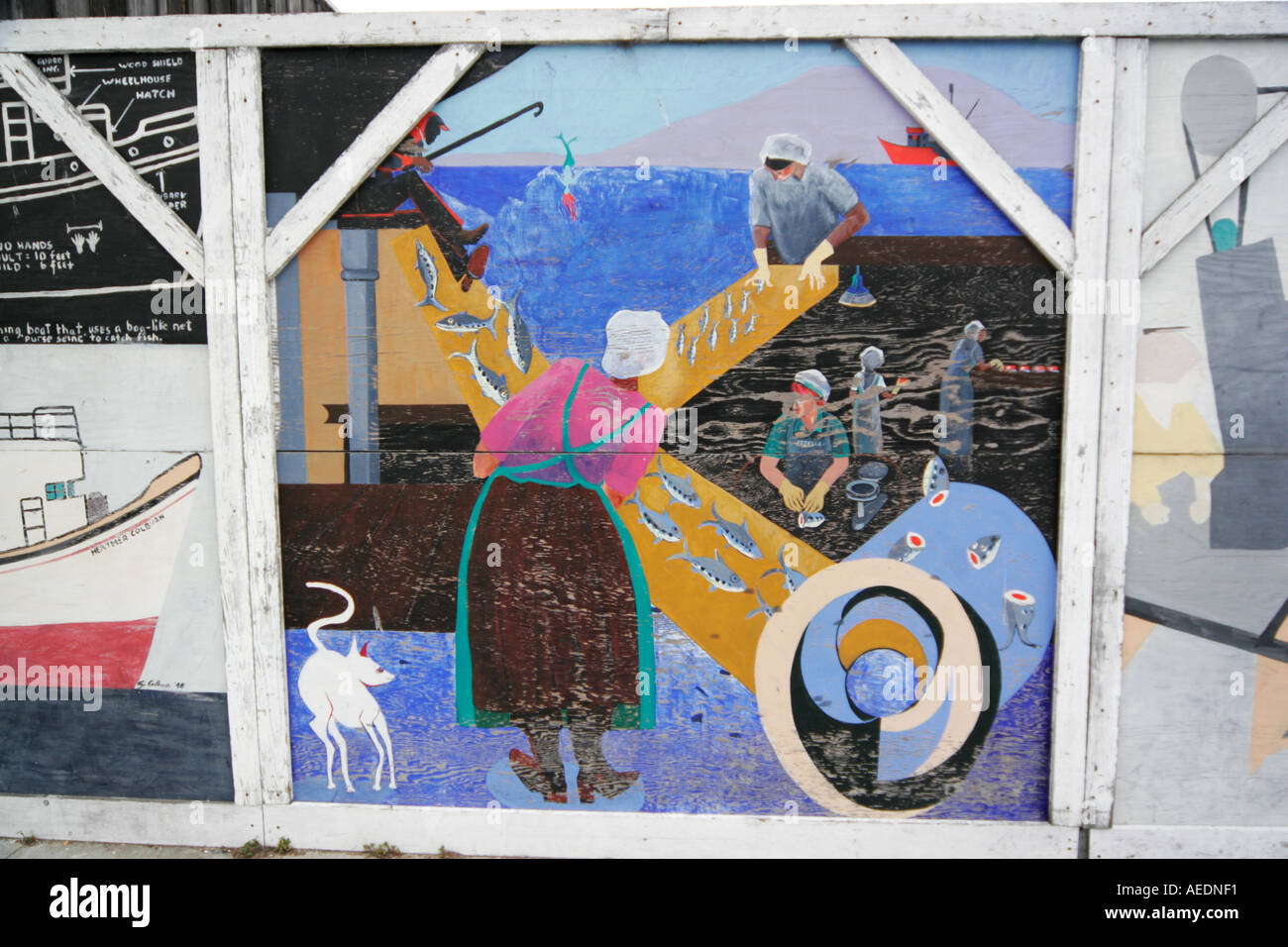 Monterey California USA Hoarding on Cannery Row with painted scene ...
