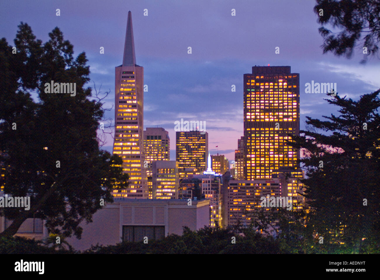 View of San Francisco skyline at night Stock Photo - Alamy