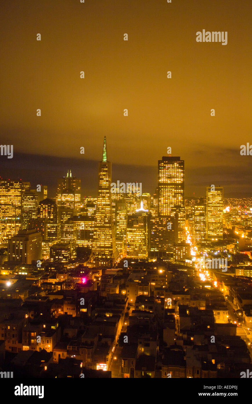 View of San Francisco skyline at night Stock Photo - Alamy