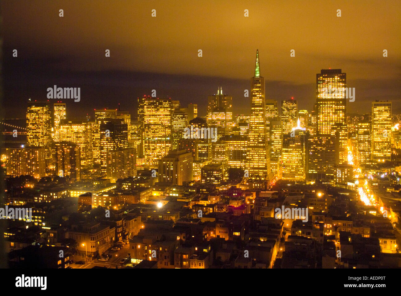 View of San Francisco skyline at night Stock Photo - Alamy
