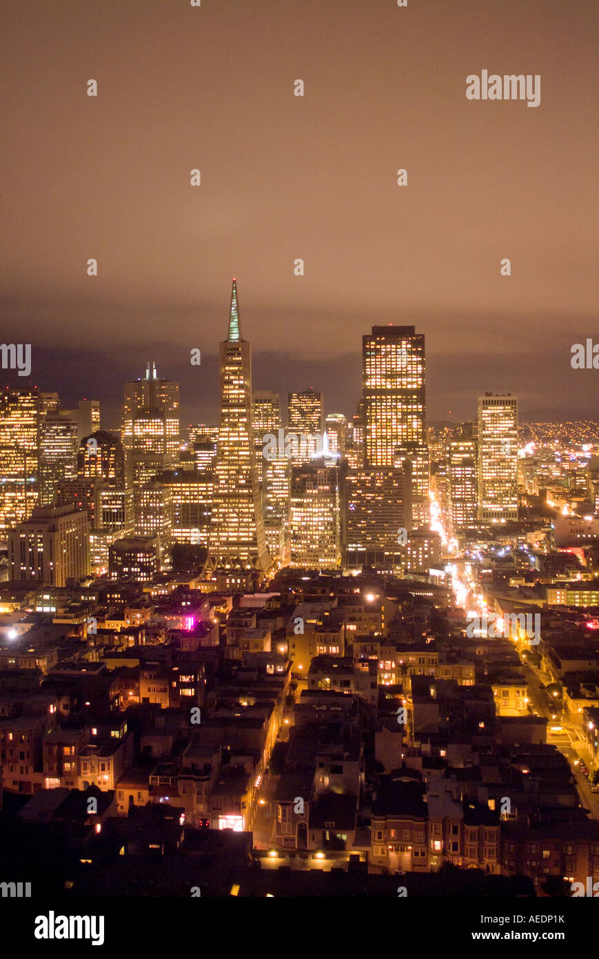 View of San Francisco skyline at night Stock Photo - Alamy