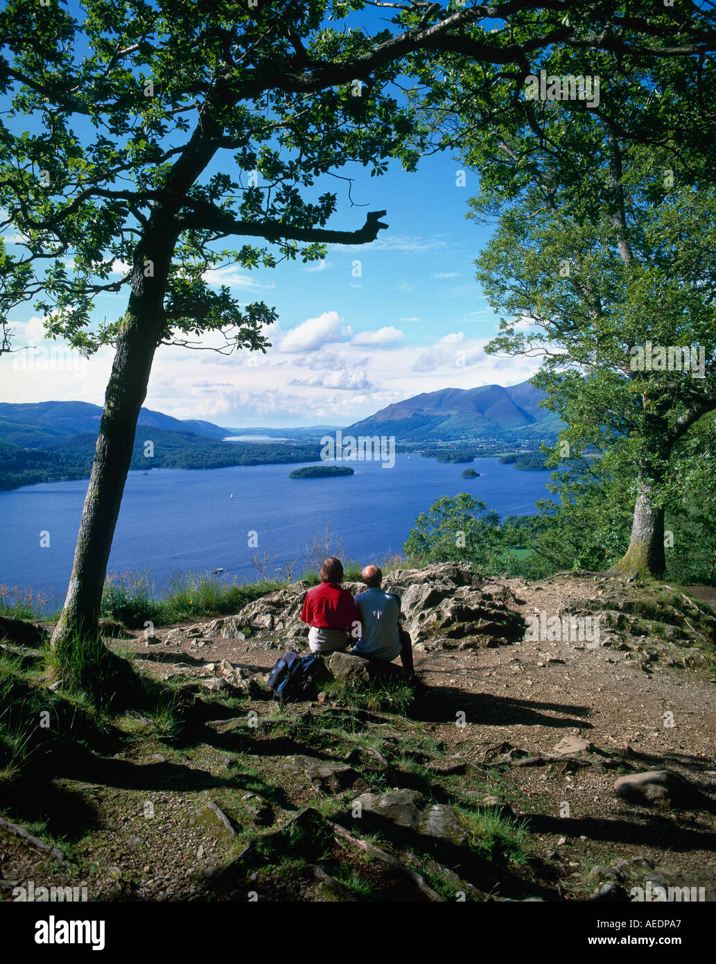 Couple at "Surprise View" Derwent Water [Lake District] National Park ...