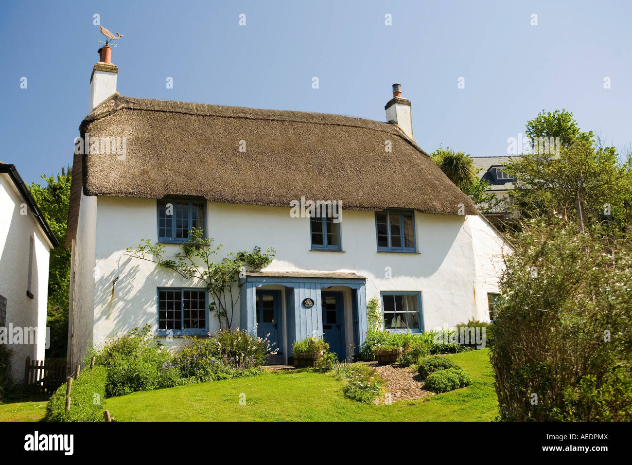 UK Devon Inner Hope Old Thatches thatched cottage Stock Photo - Alamy