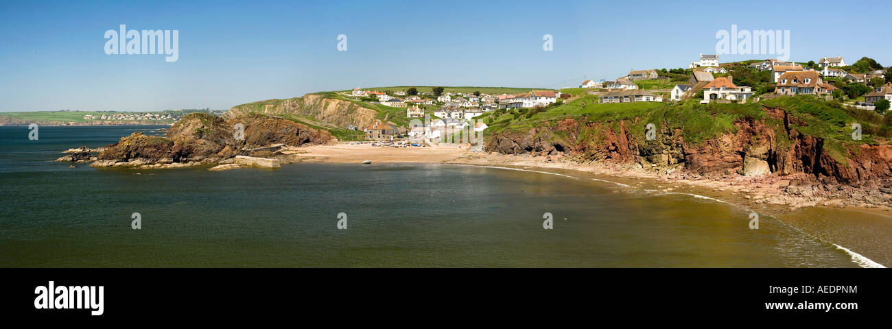 UK Devon Hope Cove harbour and Outer Hope from Bolt Tail panoramic ...