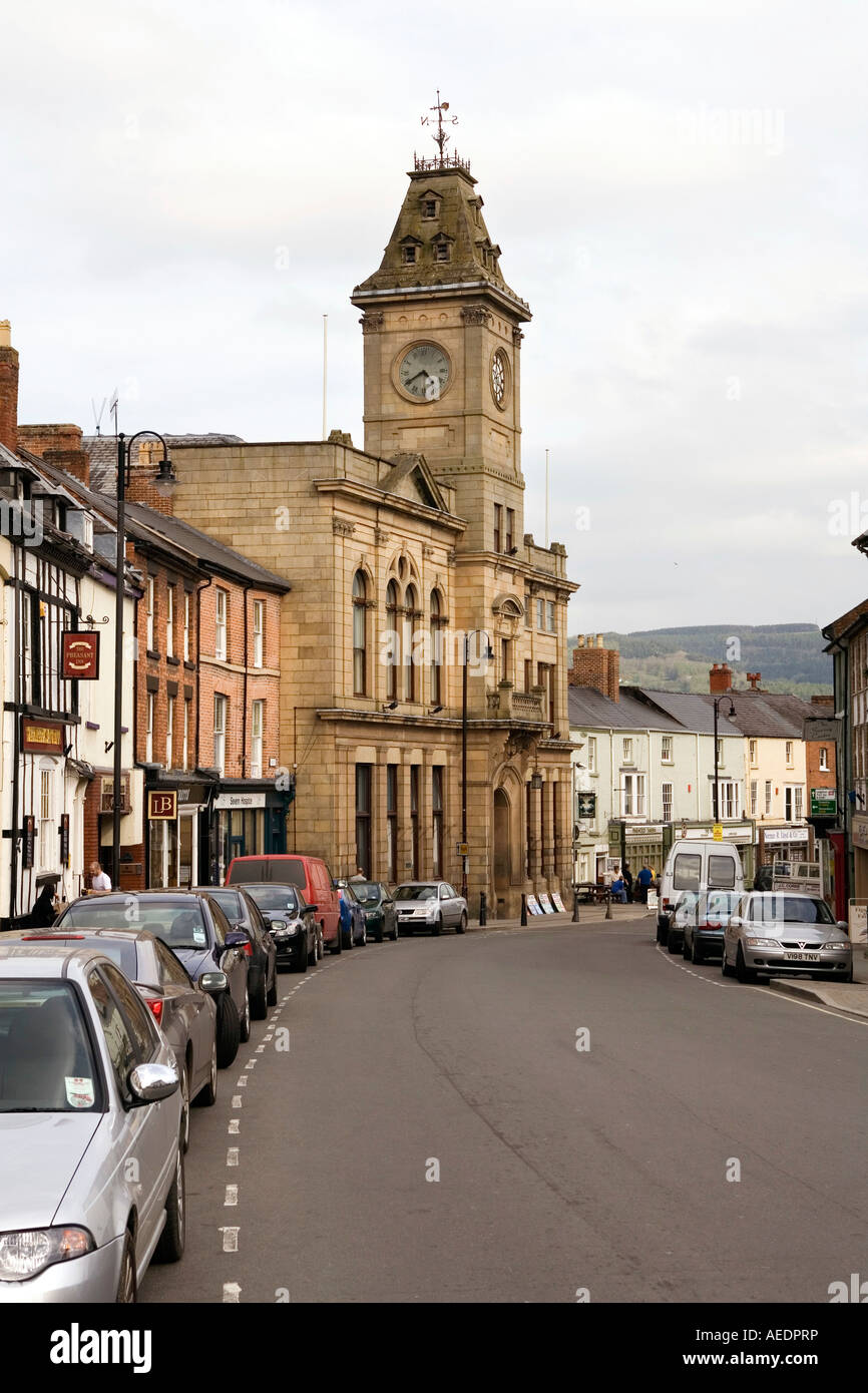 UK Wales Powys Welshpool High Street the Town Hall Stock Photo - Alamy