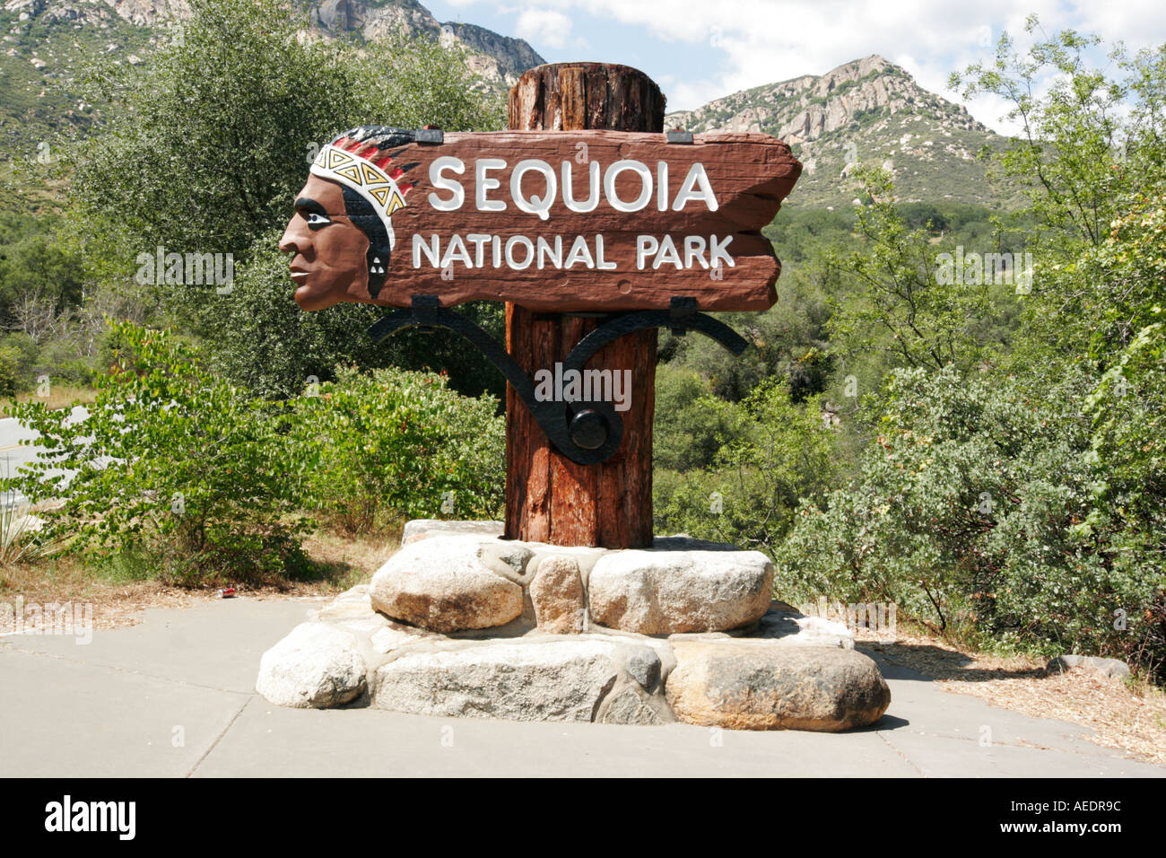 Native American depicted on carved sign Stock Photo - Alamy