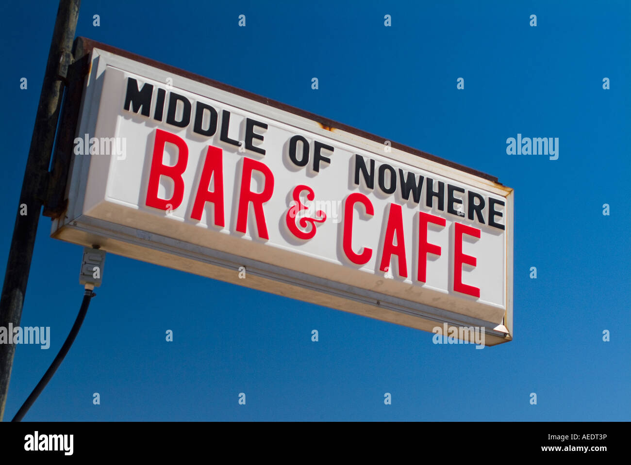 Middle of Nowhere bar and caf sign in New Mexico Stock Photo - Alamy