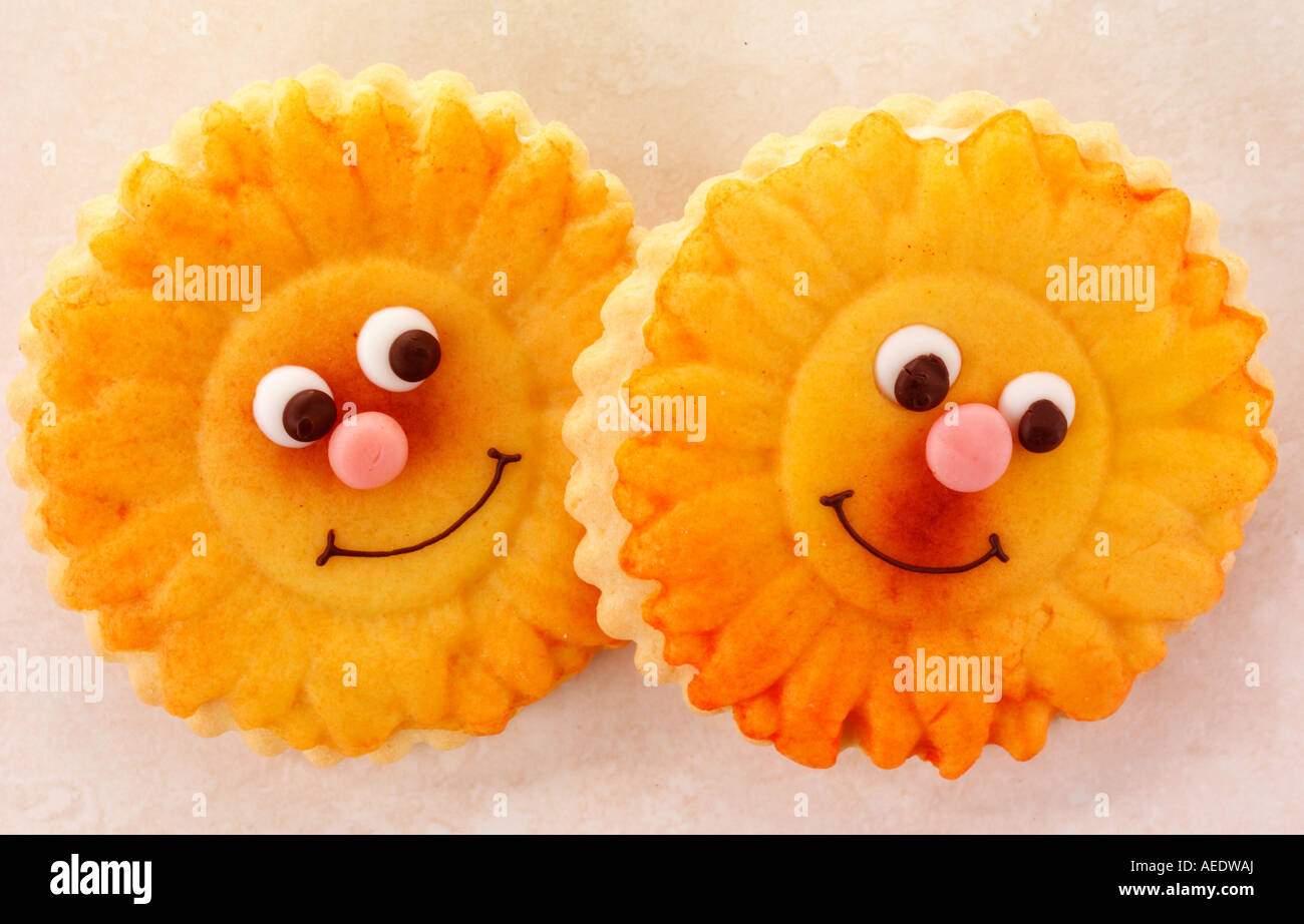 SUNFLOWER FACE BISCUITS Stock Photo - Alamy