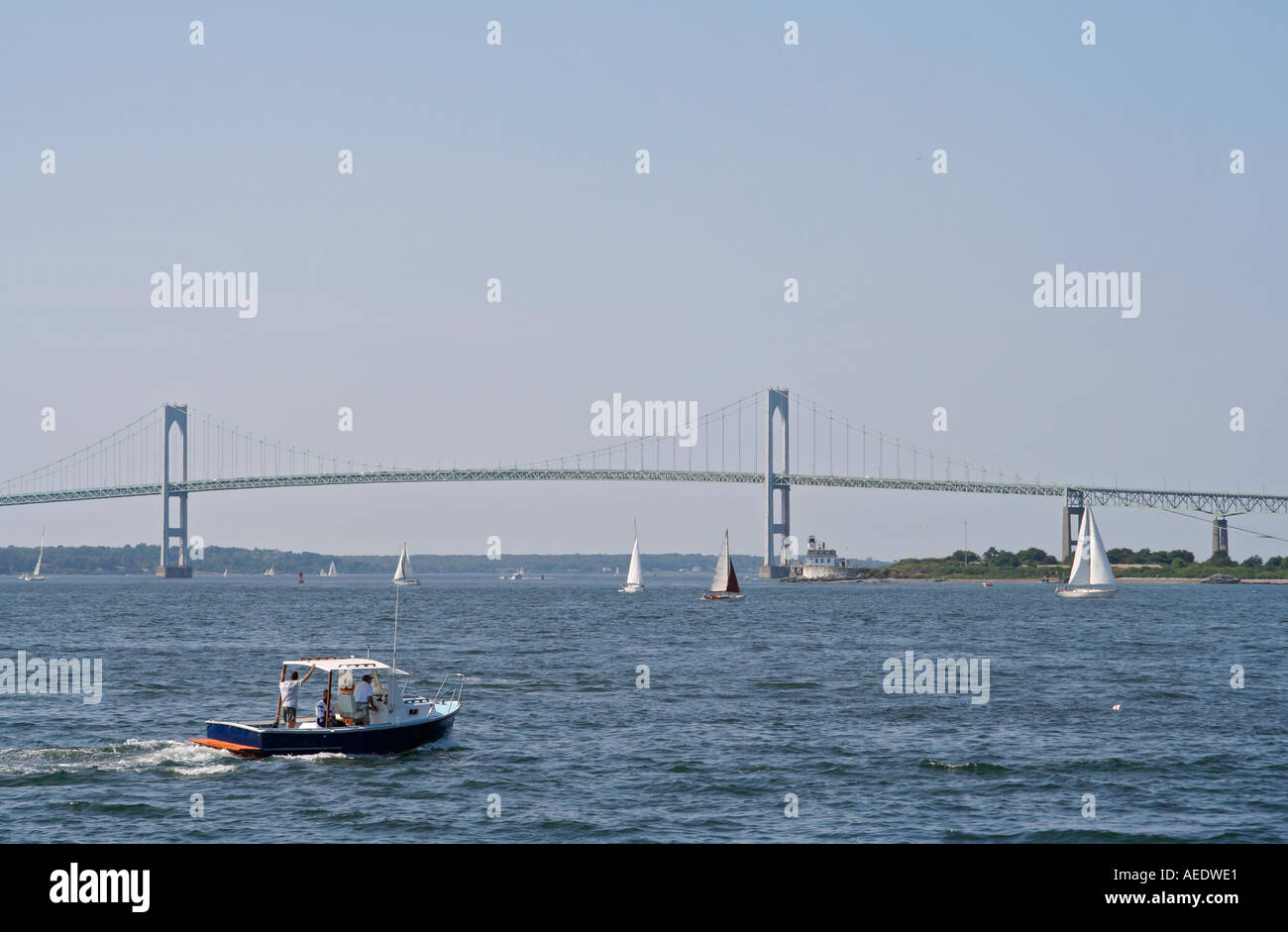 a view of Newport bridge in Newport Rhode Island Stock Photo - Alamy