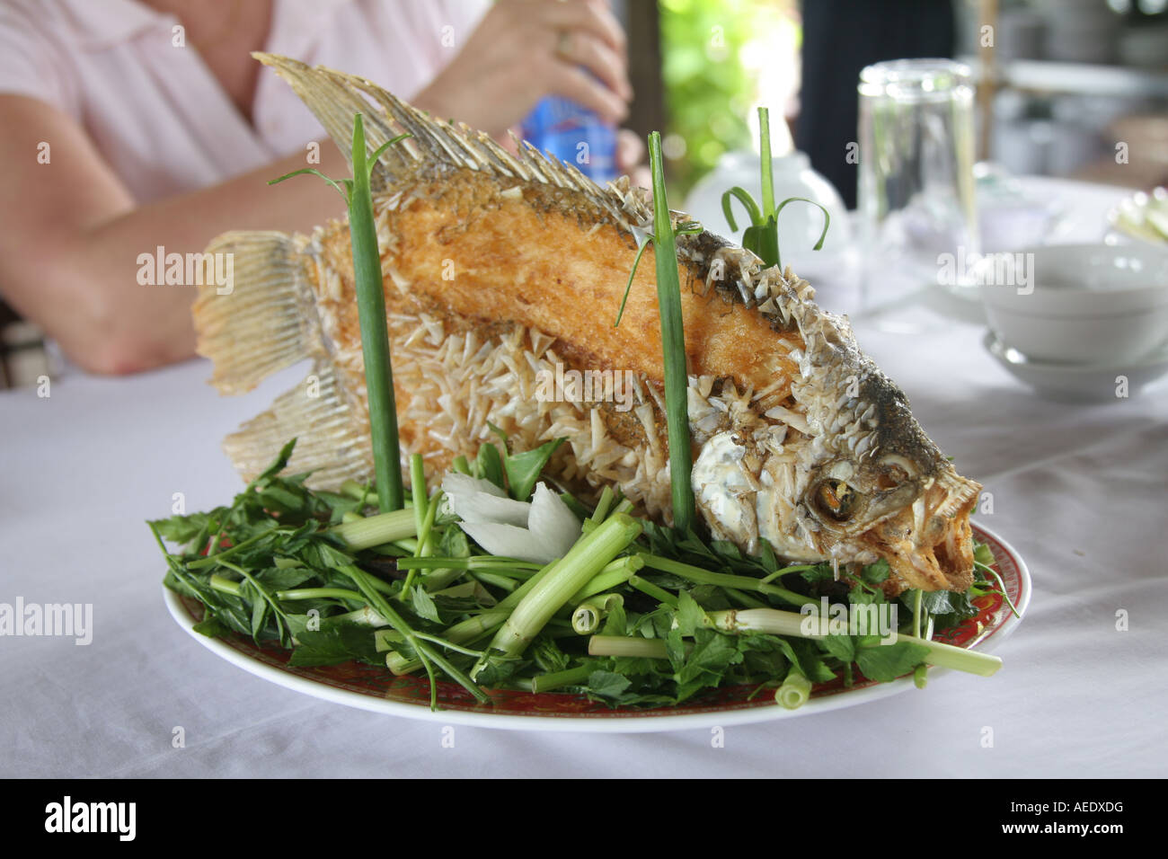 Prepared elephant ear fish Stock Photo - Alamy