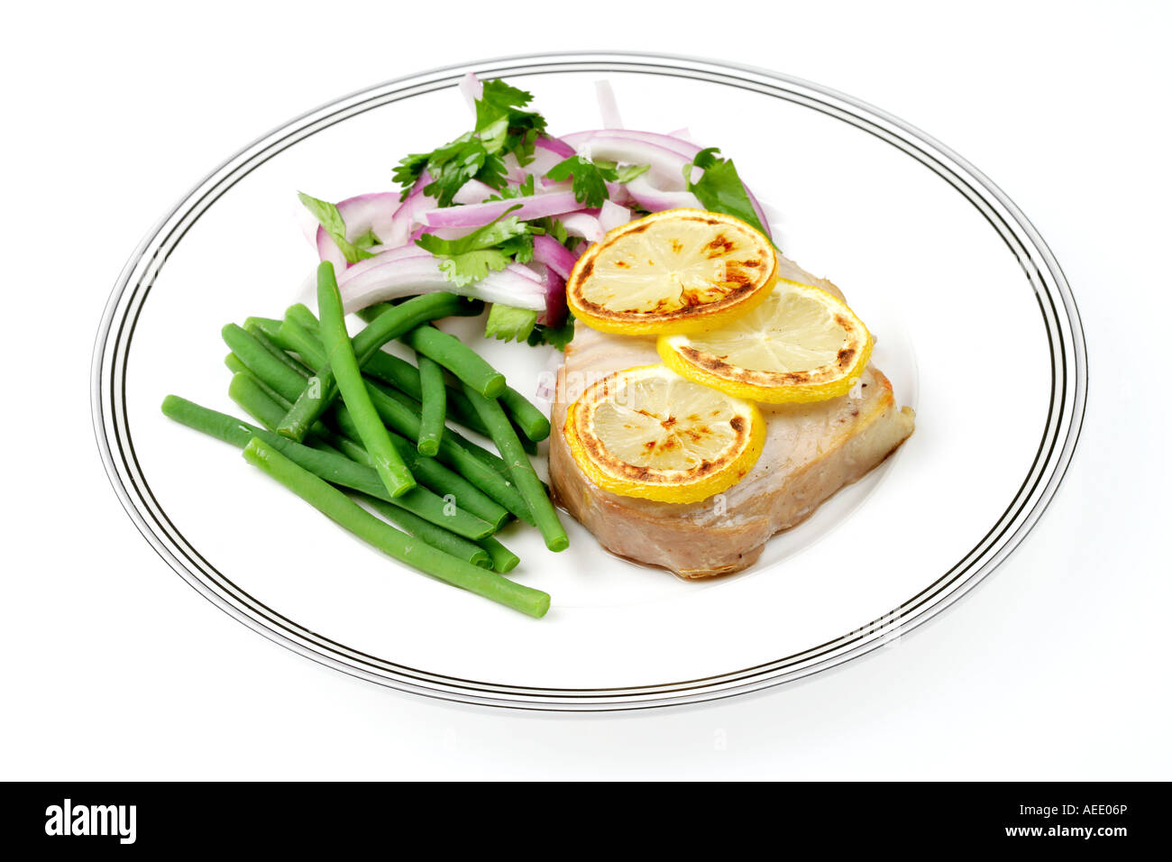 Tuna Steak with Steamed Vegetables Stock Photo - Alamy